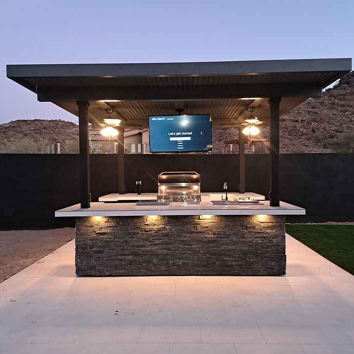 KoKoMo Big Island Sports Bar Outdoor Kitchen Grill – Dual 55” TVs + Bu ...