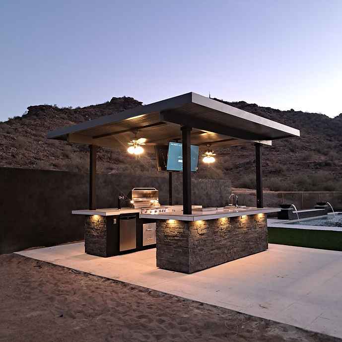 KoKoMo Big Island Sports Bar Outdoor Kitchen Grill – Dual 55” TVs + Bu ...